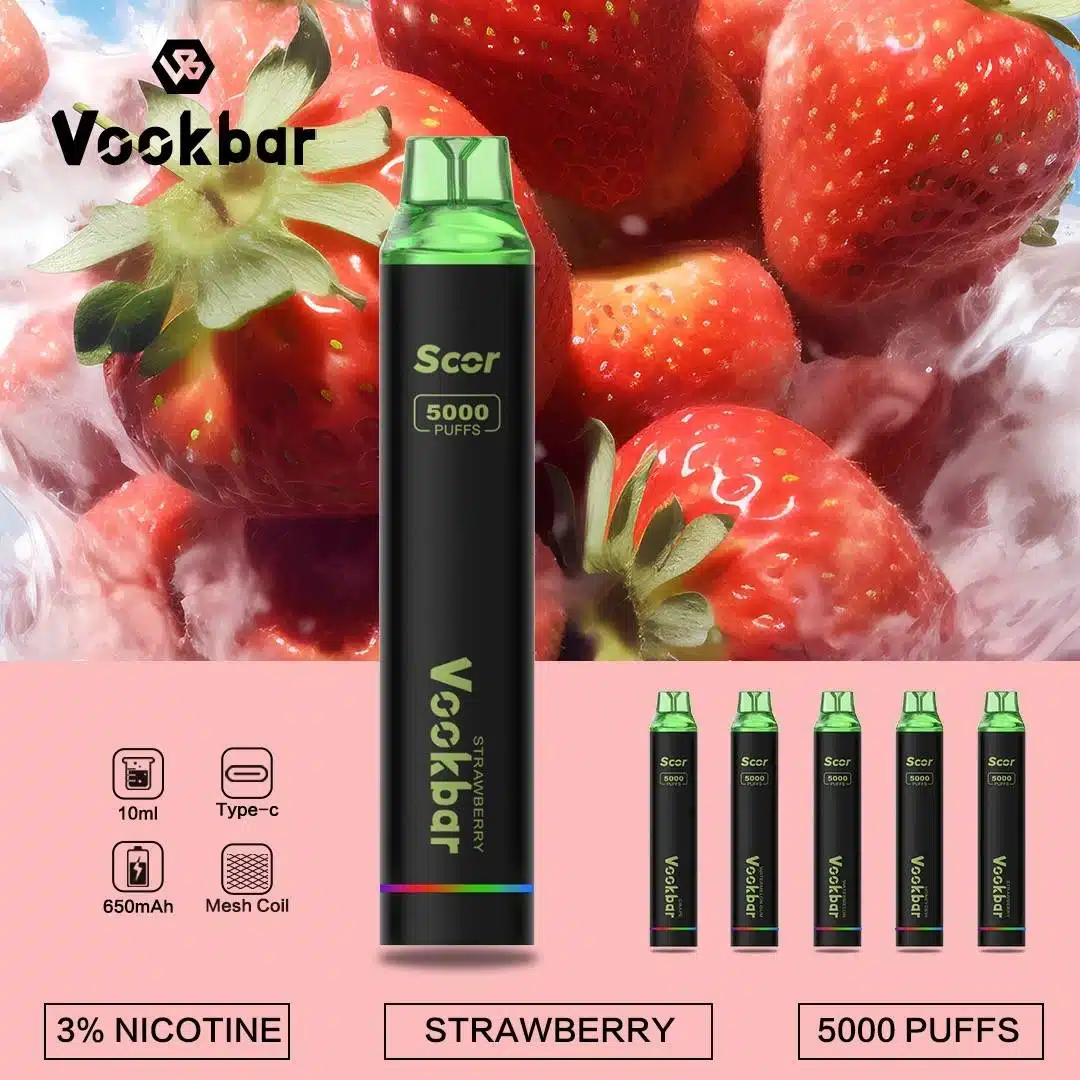 สั่งซื้อ VookBar Scor สตรอเบอรี่เย็น - 5000 Puffs ราคาส่ง - PodFlashman