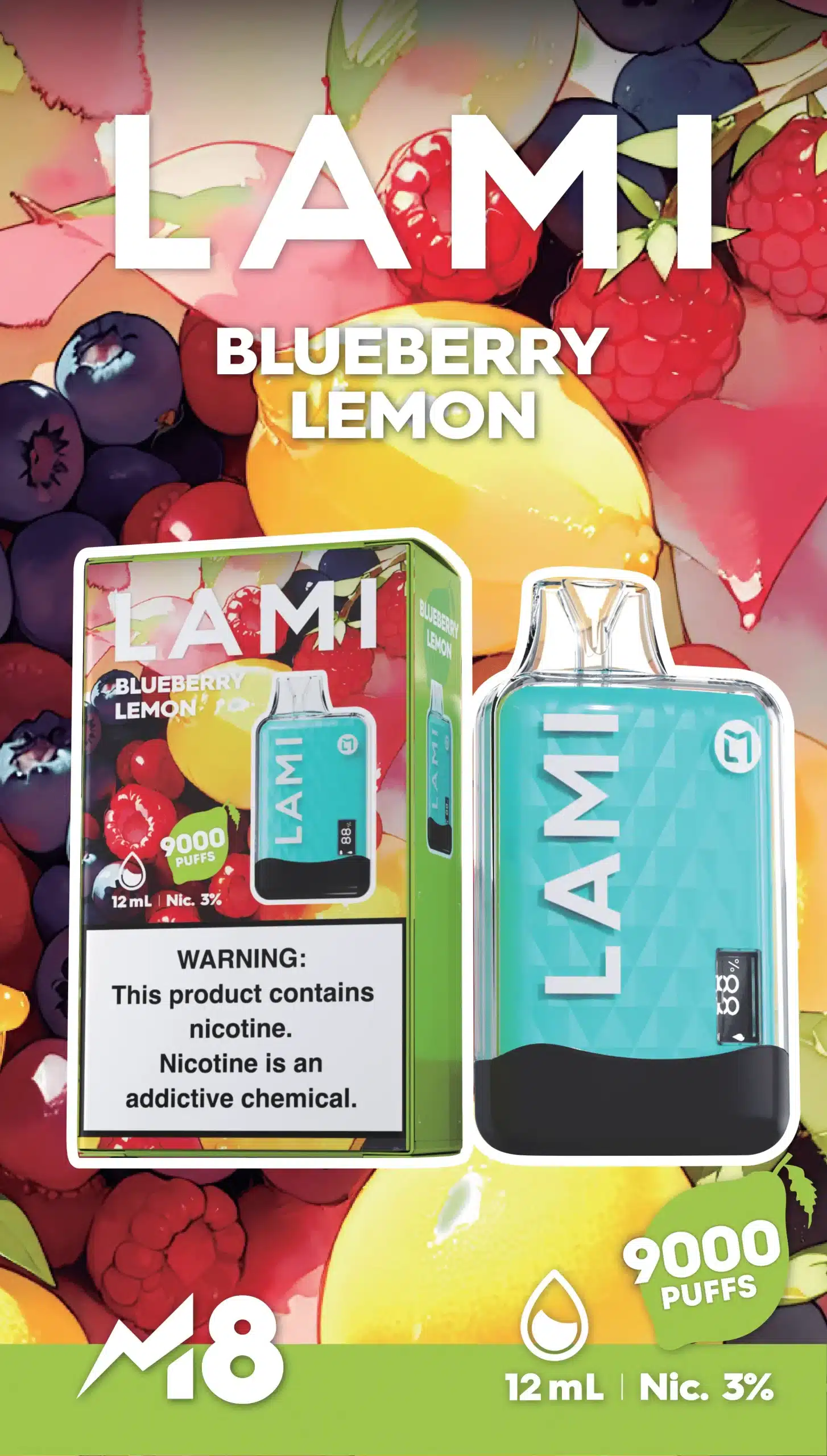 สั่งซื้อ LAMI บลูเบอร์รี่ มะนาว - 9000 Puffs ราคาส่ง - PodFlashman