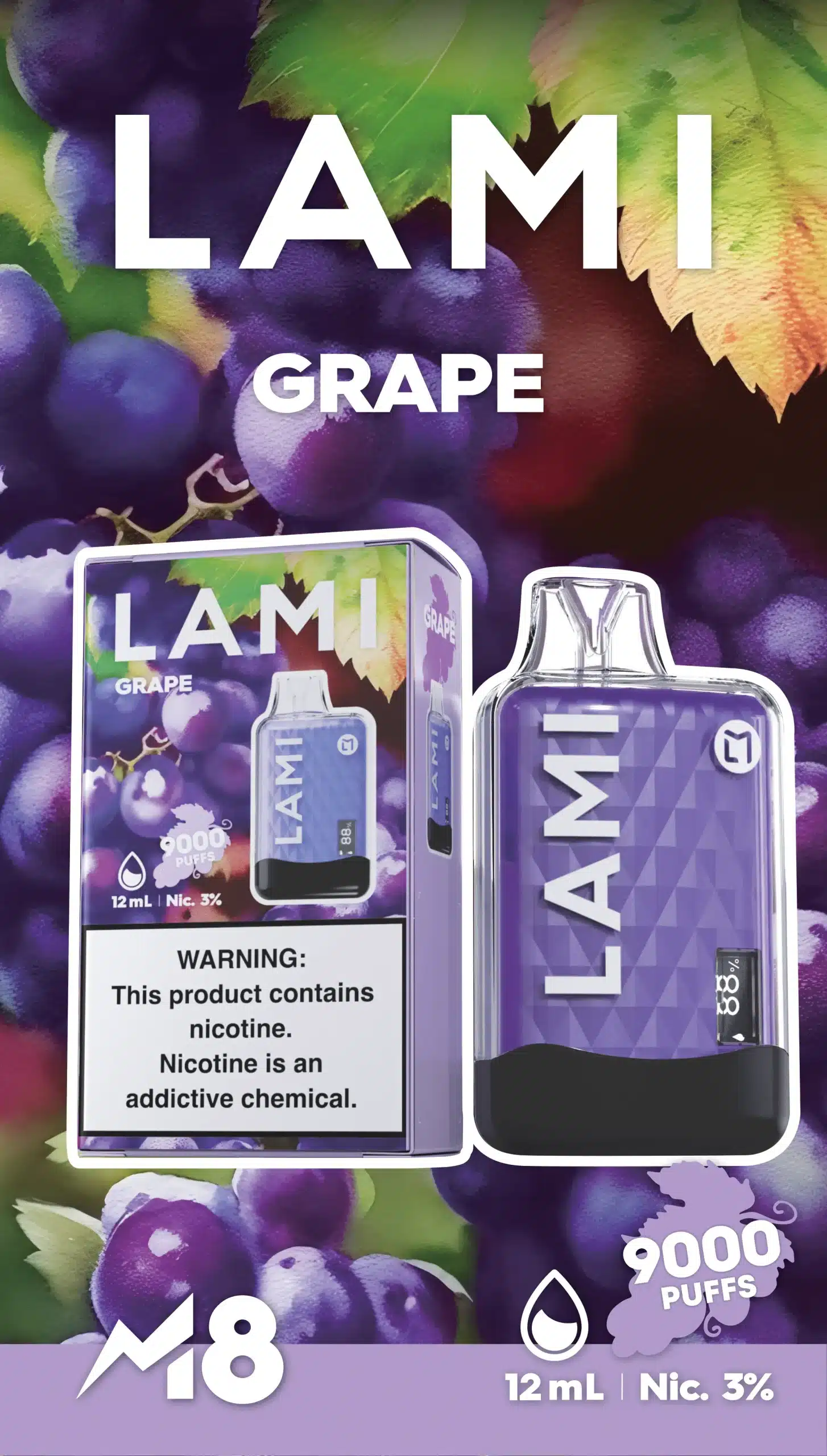 สั่งซื้อ LAMI องุ่น - 9000 Puffs ราคาส่ง - PodFlashman