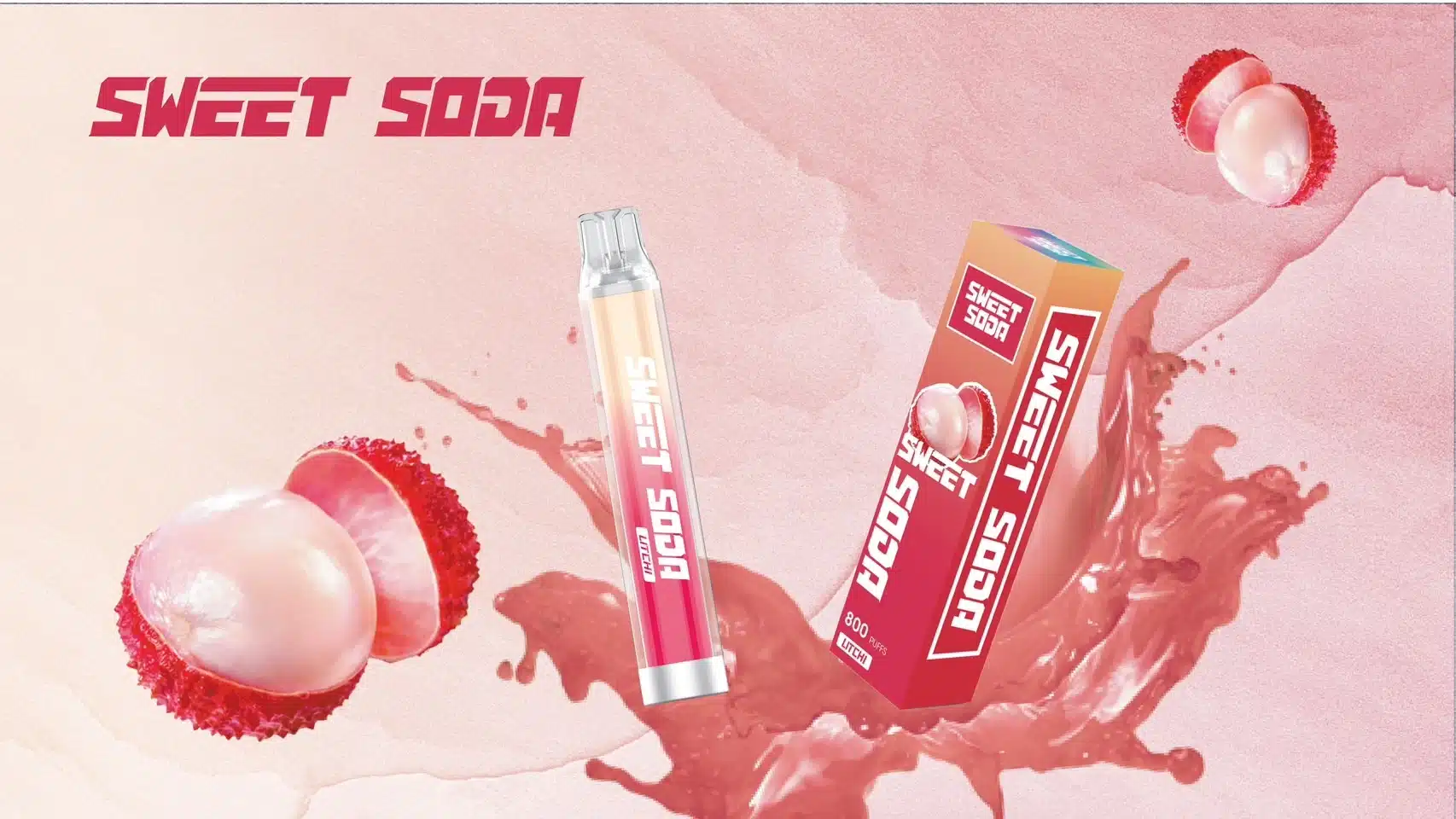 สั่งซื้อ Sweet Soda ลิ้นจี่ - 800 Puffs ราคาส่ง - PodFlashman